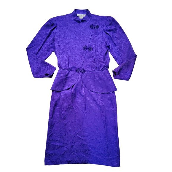 Argenti | Dresses | Argenti Vintage Purple Silk Skirt Set Mandarin Frog ...